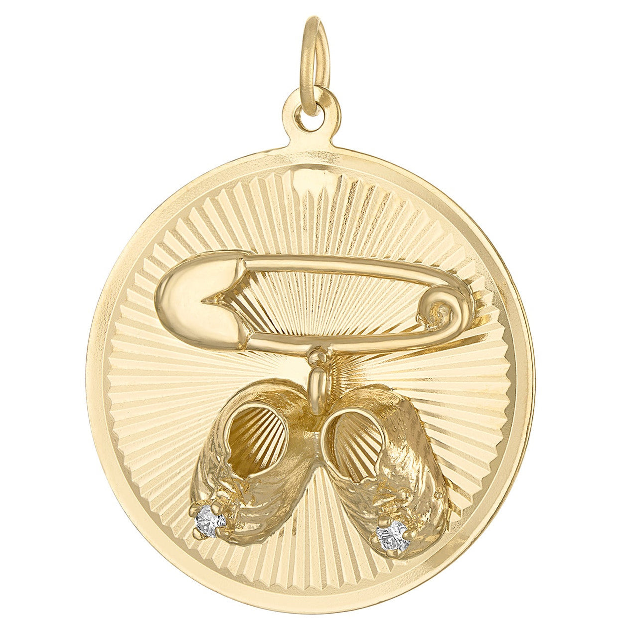 Vintage Diamond Baby Disc 14K Gold Charm | Charmco | 14k Solid Gold Charms