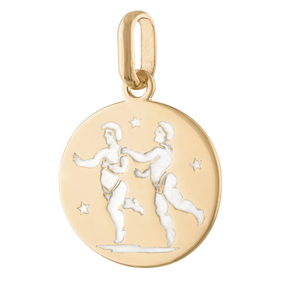 Gemini Enamel Zodiac 14K Gold Charm | Charmco | 14k Solid Gold Charms