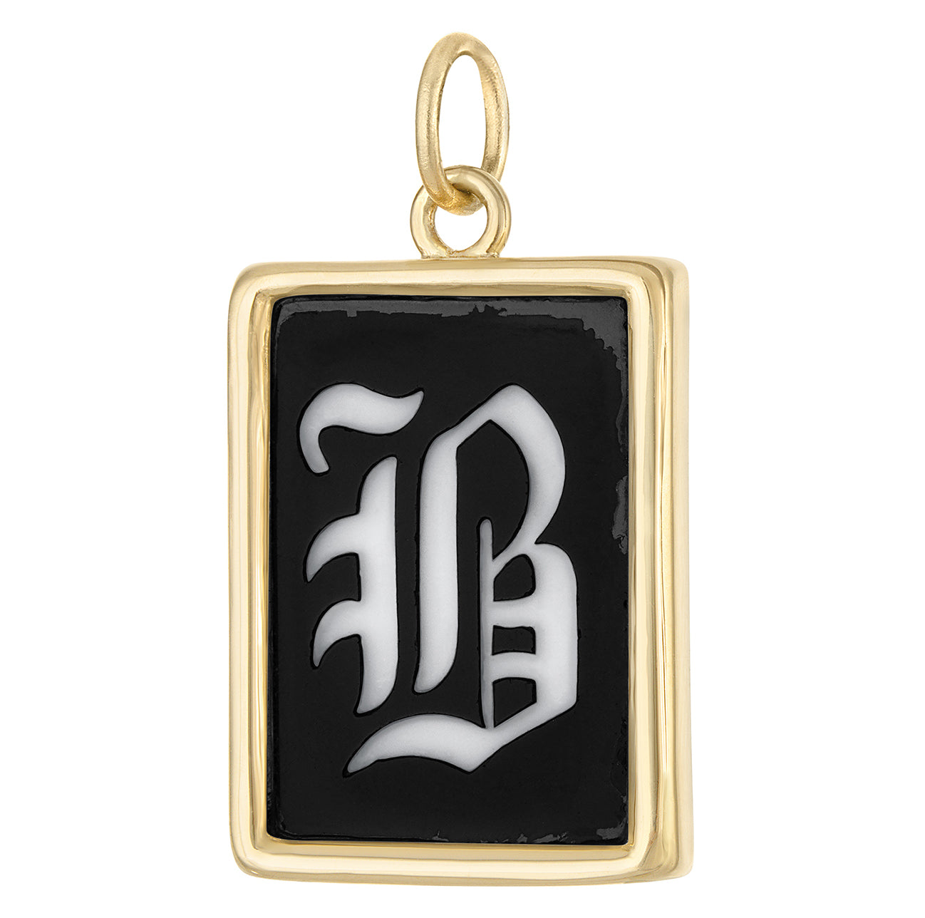Vintage Onyx Letter "B" Charm | Charmco | 14k Solid Gold Charms