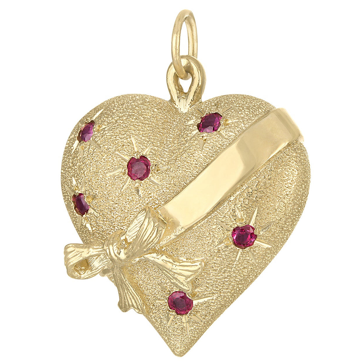 Vintage Ruby Wrapped Heart 14k Gold Charm | Charmco | 14k Solid Gold Charms