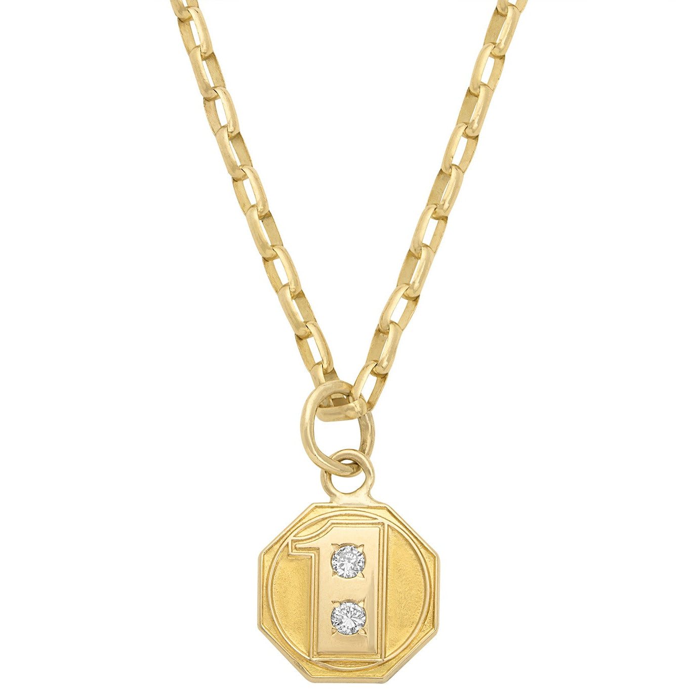 Vintage Number One 14K Gold Charm Necklace