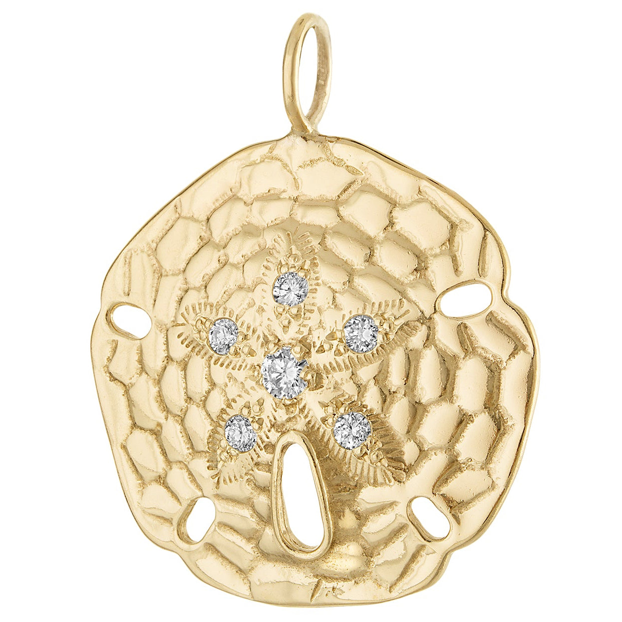 Vintage Large Sand Dollar 14K Gold Charm | Charmco | 14k Solid Gold Charms