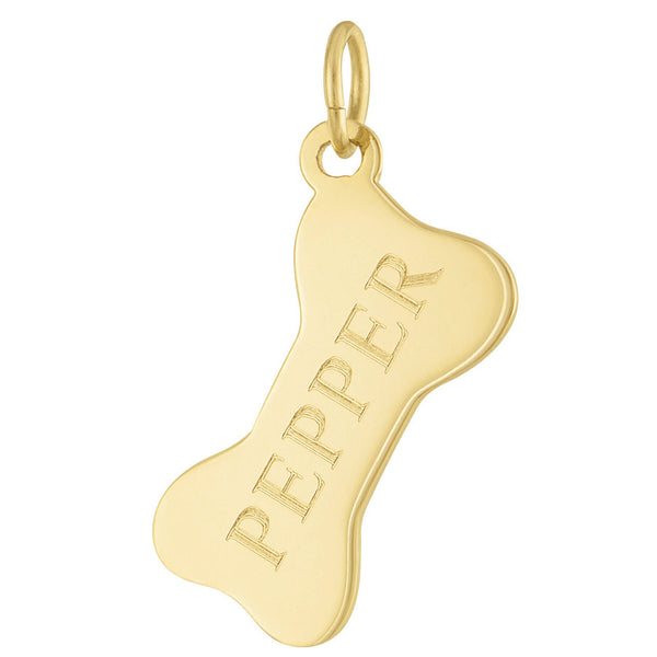 Engravable Dog Bone 14k Gold Charm | Charmco | 14k Solid Gold Charms