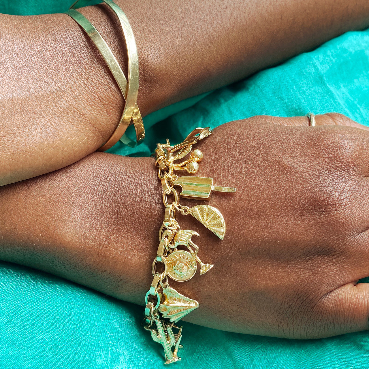 "Ava" 14K Gold Charm Bracelet | Charmco | 14k Solid Gold Charm Bracelets